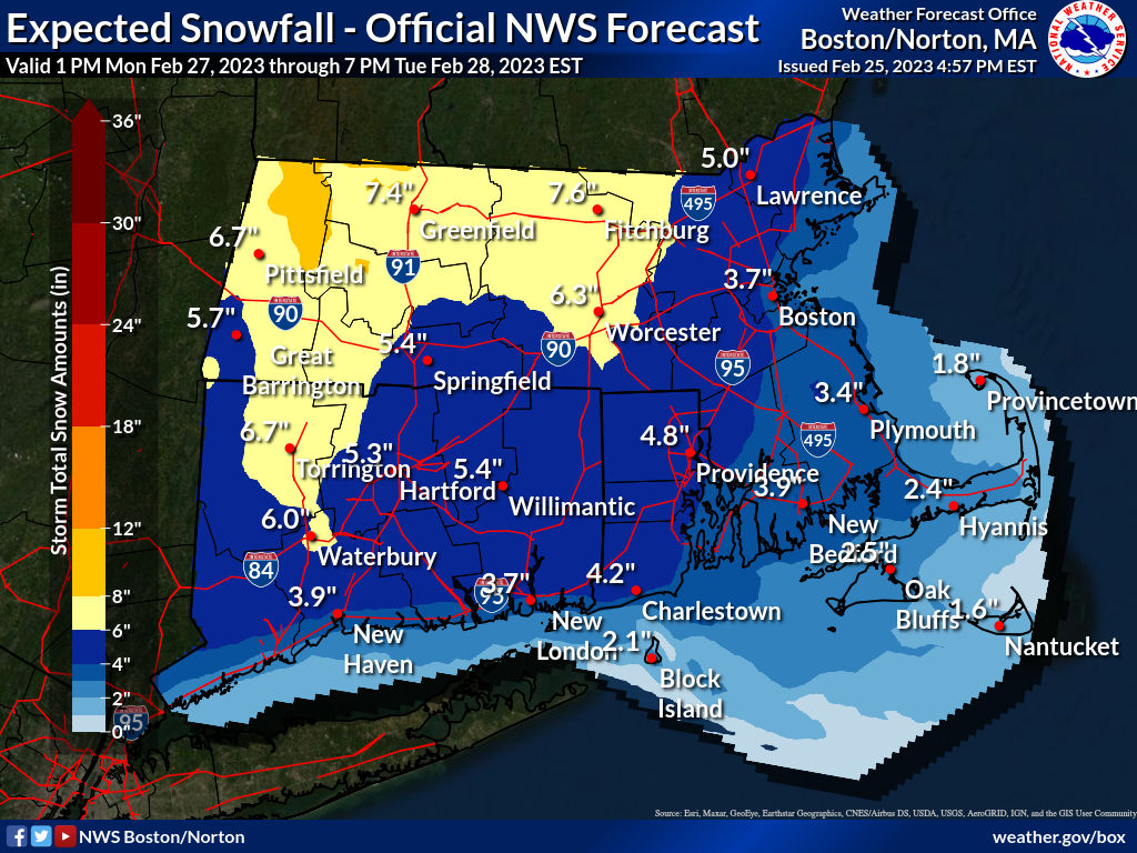 NWS: Up to 8 inches possible in CT for Monday snow storm