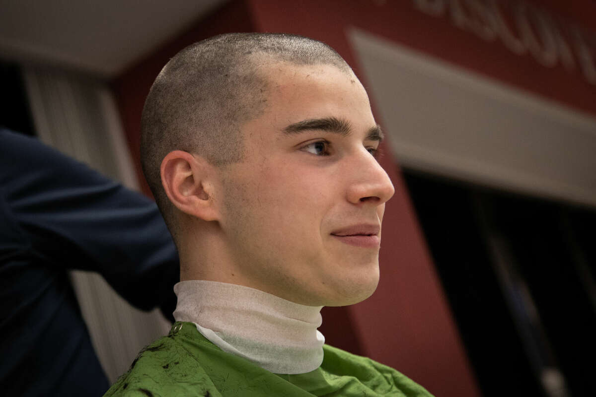 Wilton students get shaved 'in solidarity' with kids with cancer