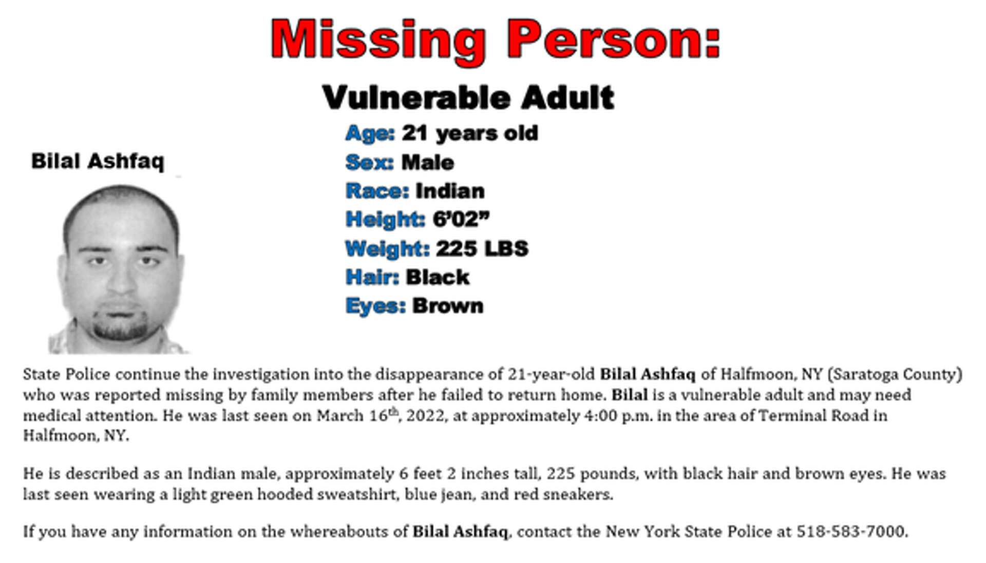 Search continues Bilal Ashfaq, missing since March 2022