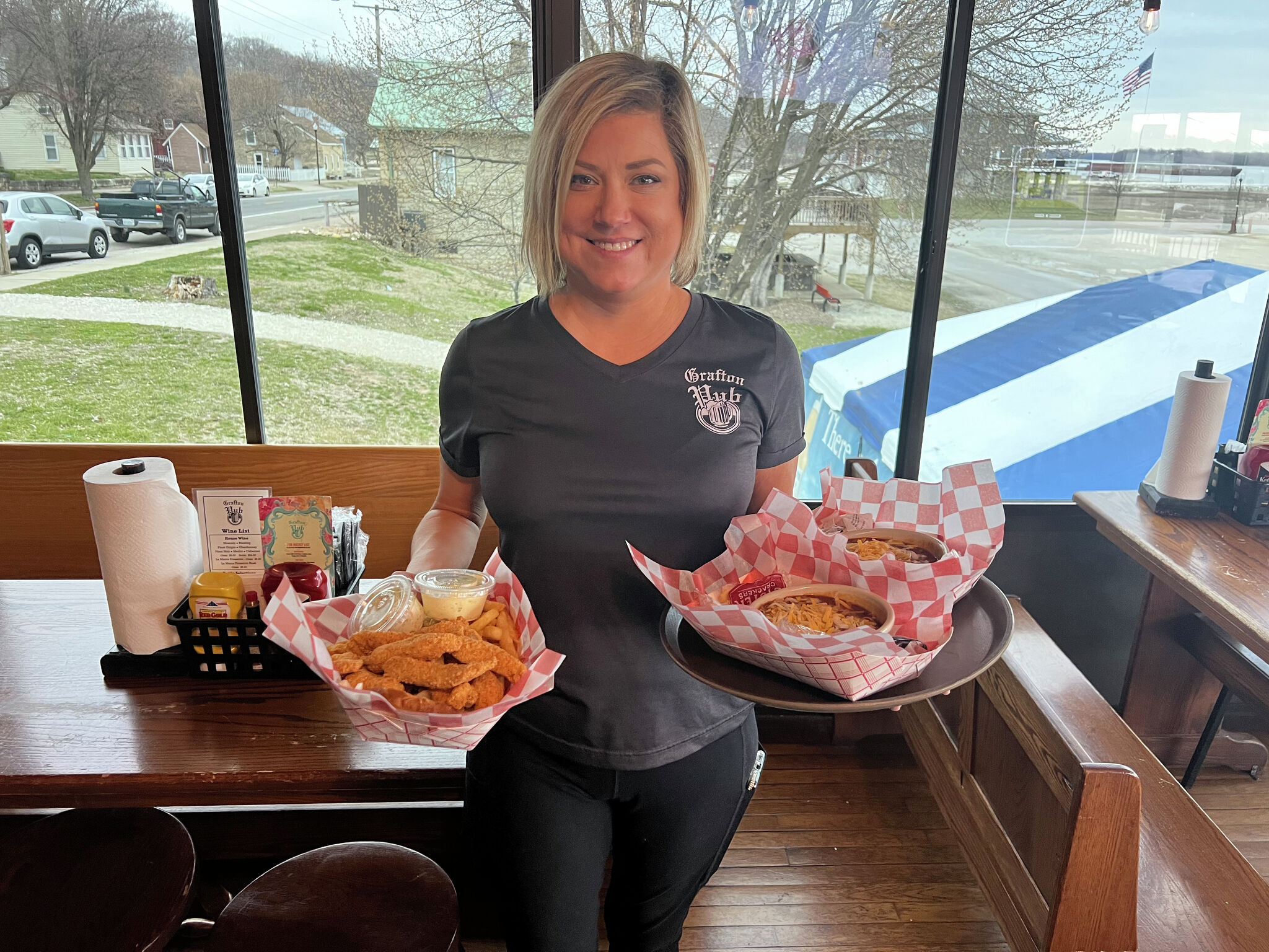 Ferry for catfish fritters at Grafton Pub