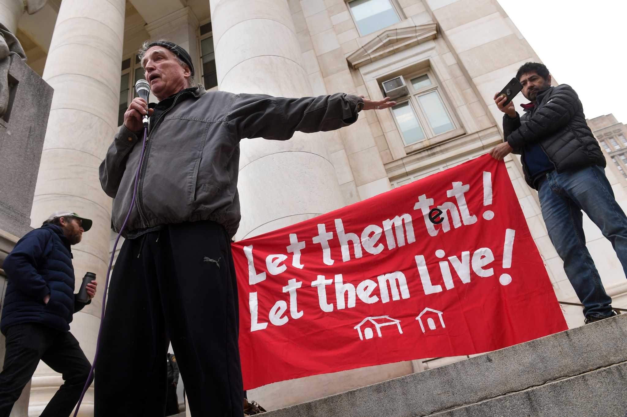 Supporters join CT activist in rally after 'Tent City' arrest