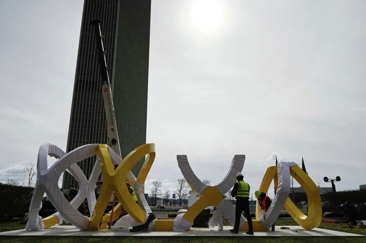 Trio sculpture gets new home at Empire State Plaza