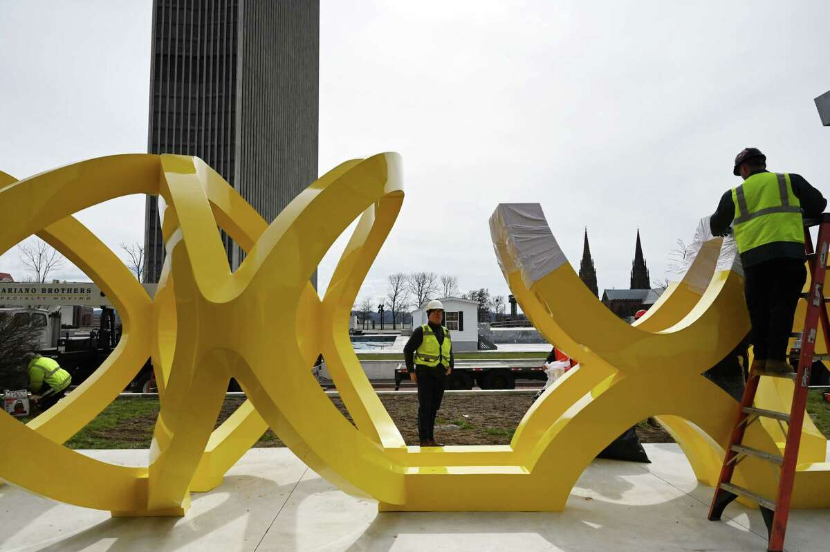Trio sculpture gets new home at Empire State Plaza