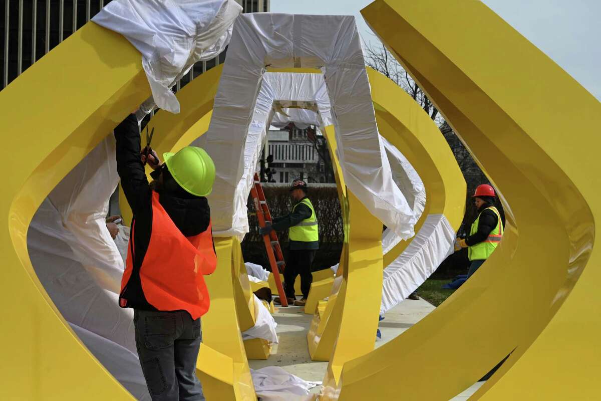 Trio sculpture gets new home at Empire State Plaza