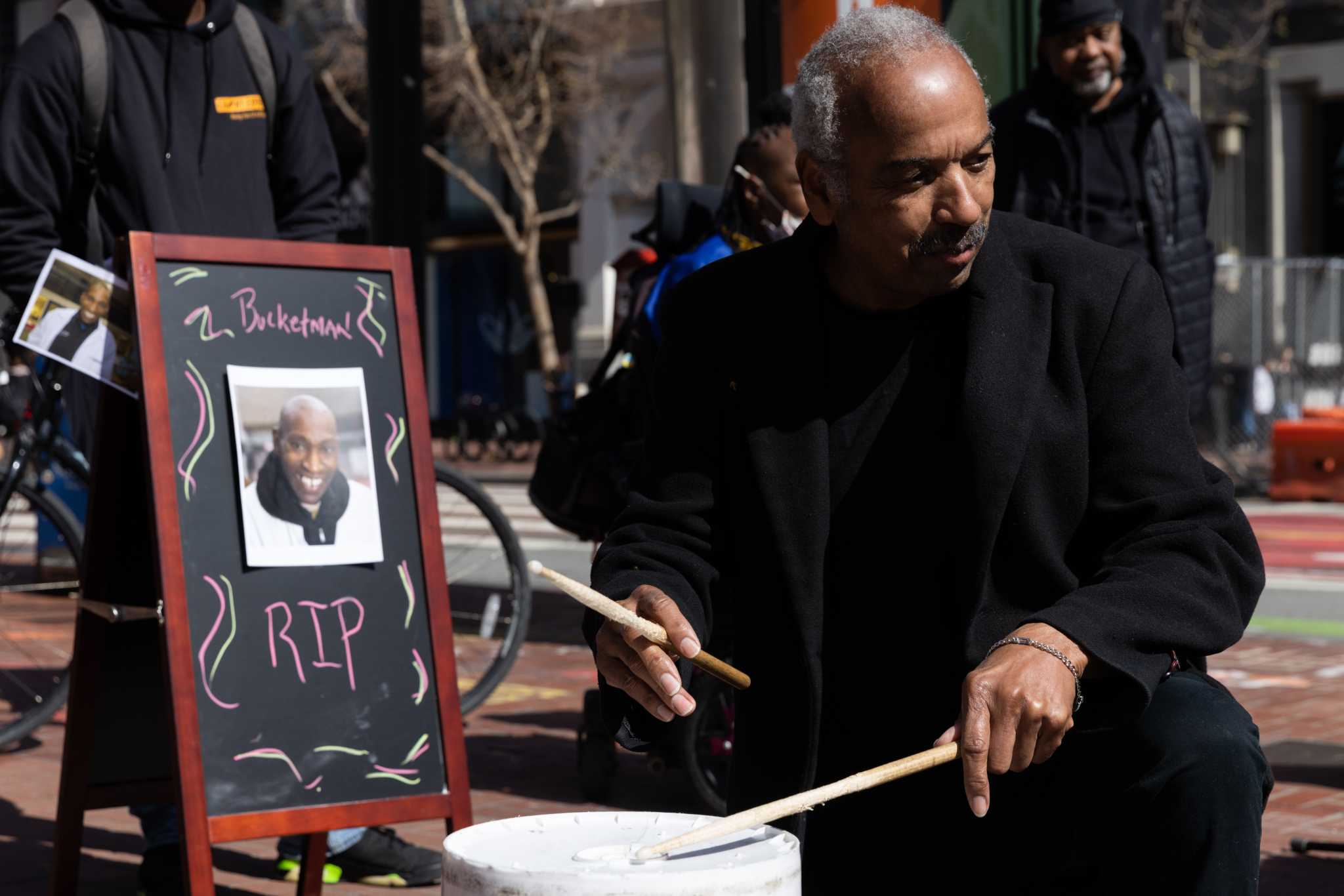 S.F. street performer ‘Bucket Man’ memorialized with parade, speeches