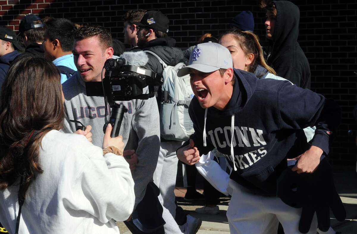 UConn men's basketball holds Final Four sendoff at Gampel Pavilion.
