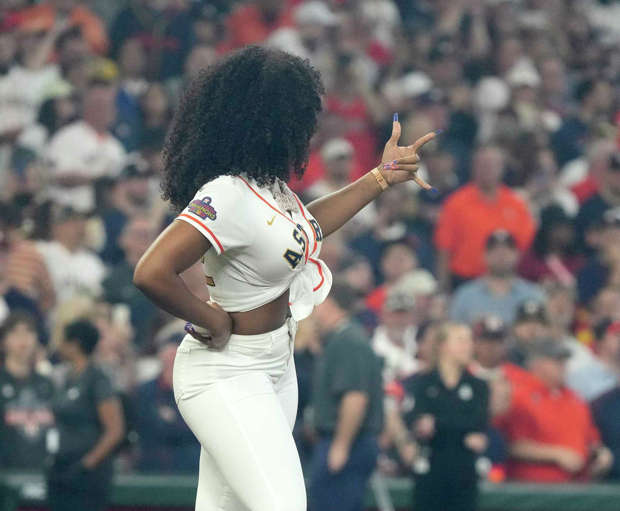 Watch Megan Thee Stallion's first pitch at Astros opening day game