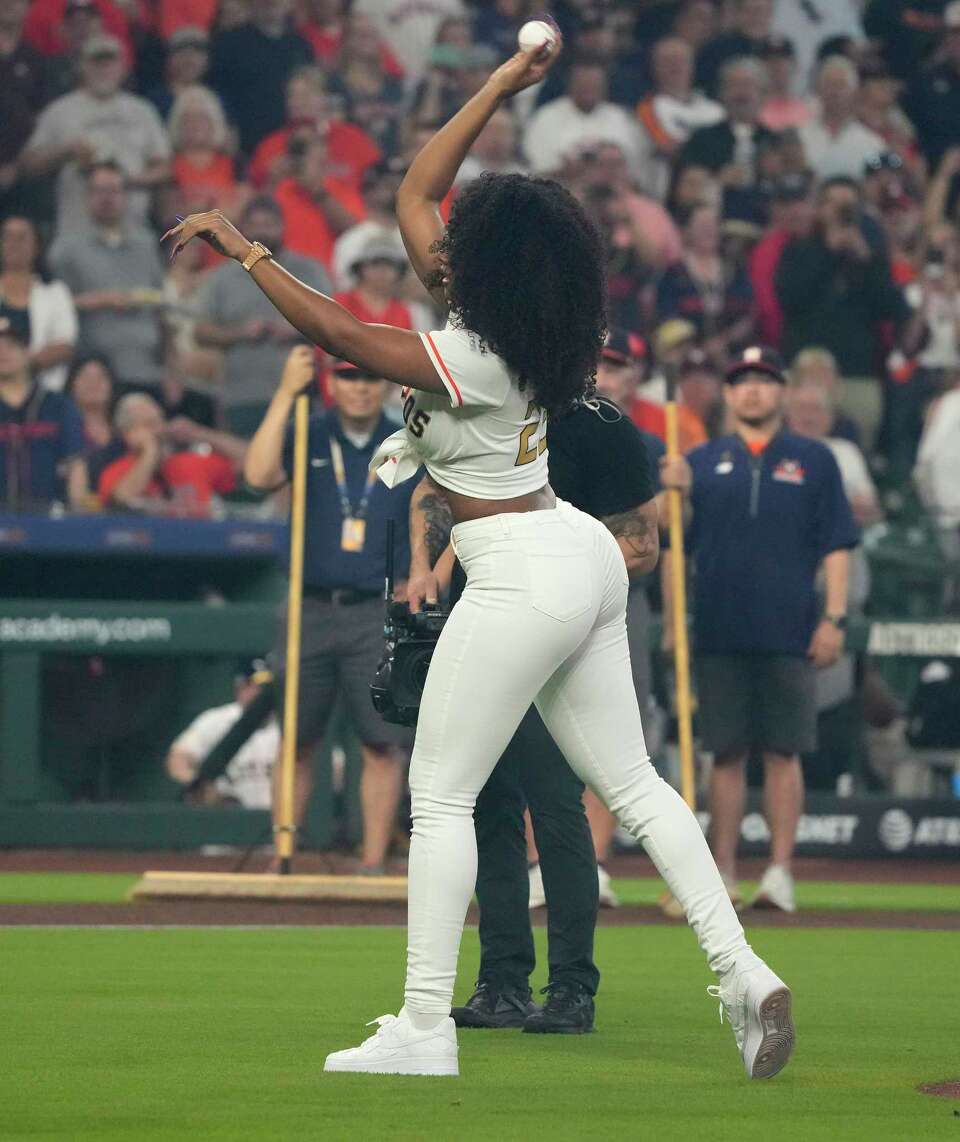 Watch Megan Thee Stallion's first pitch at Astros opening day game