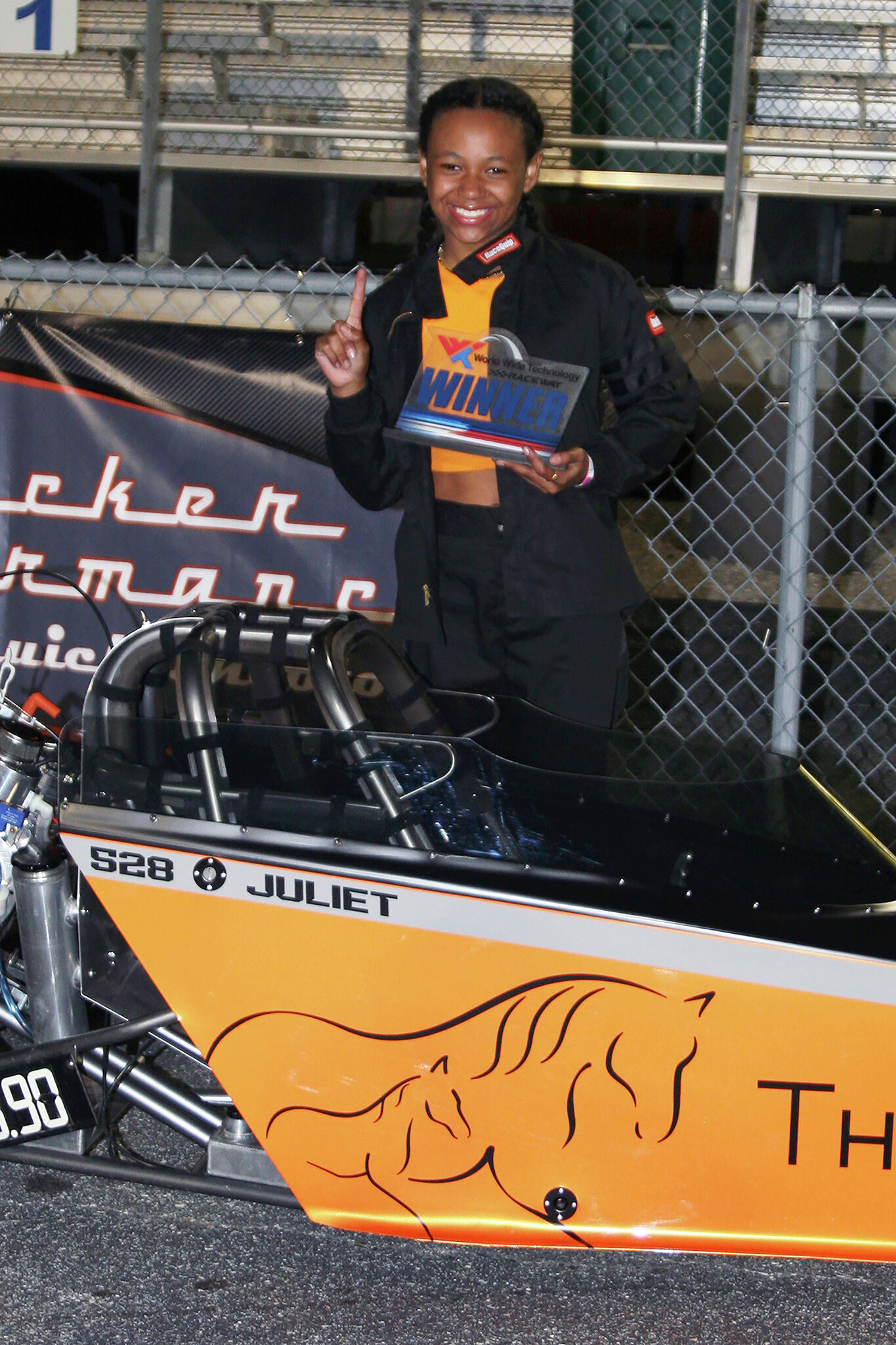 Juliette Reed, 11, first in her first NHRA Jr. Dragsters event at WWTR