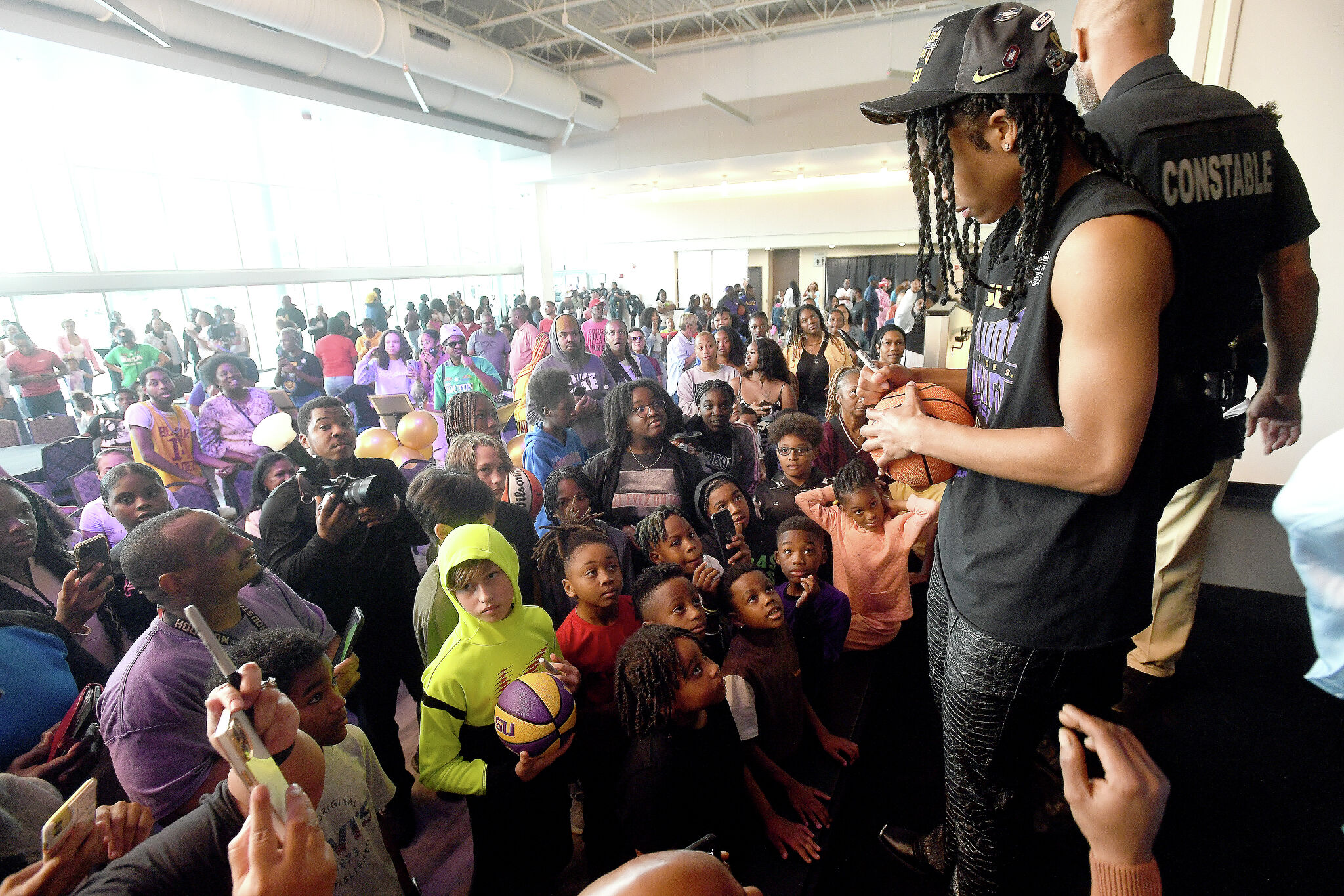 Alexis Morris and Beaumont United players celebrated at hometown event