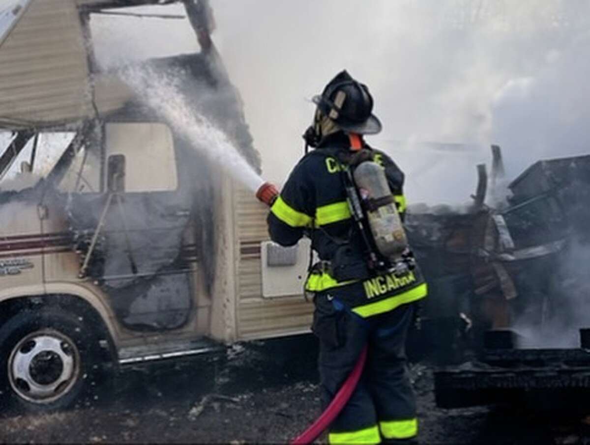 RV camper fire in Cheshire spreads to sheds and house