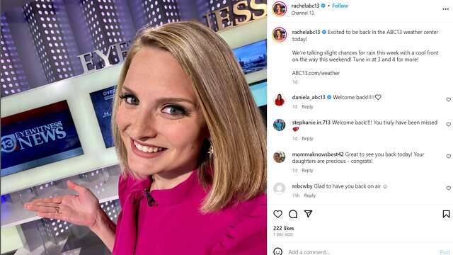 ABC 13 meteorologist returns to Houston TV after her maternity leave