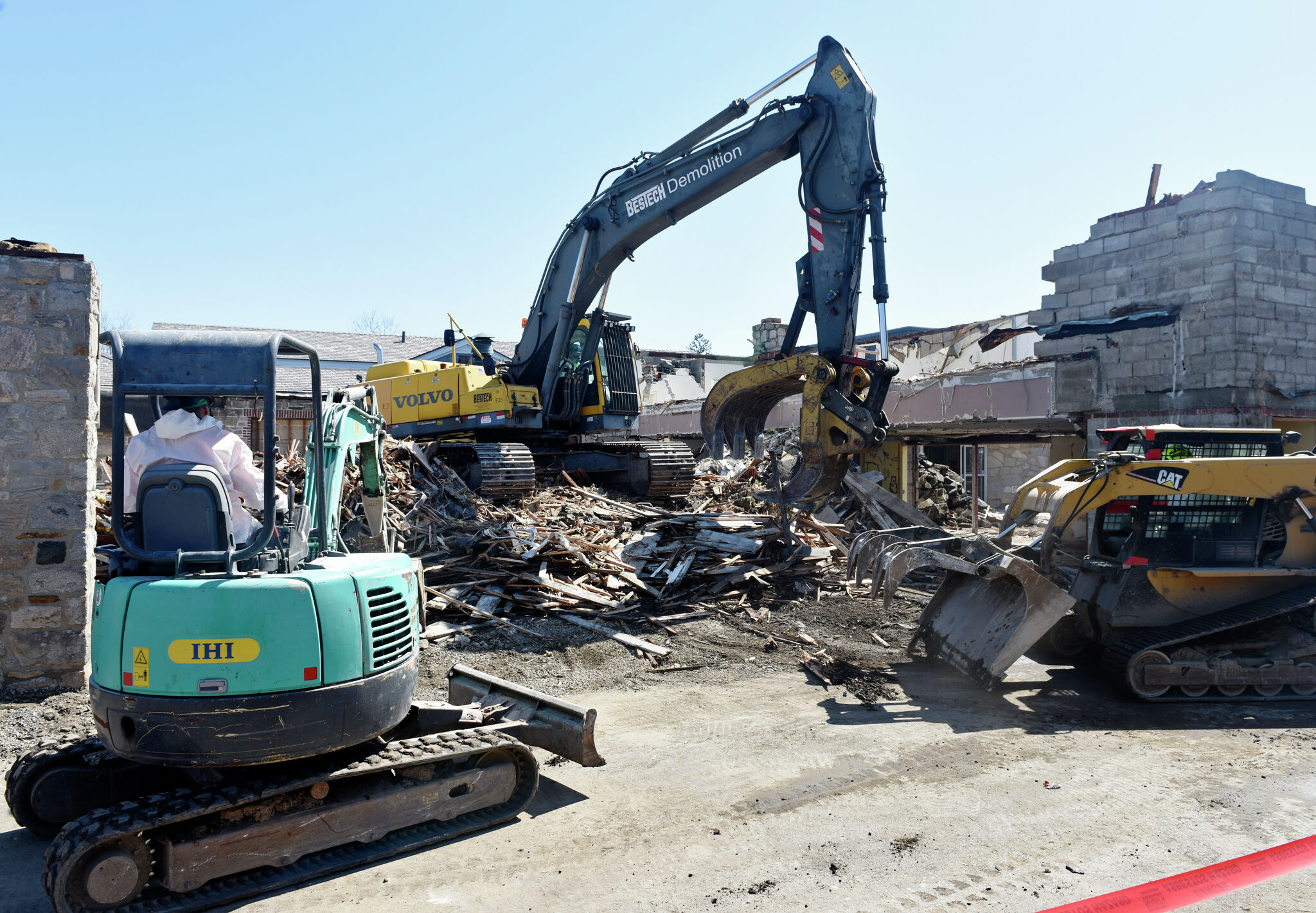 Demolition work underway on on part of old New Canaan Library