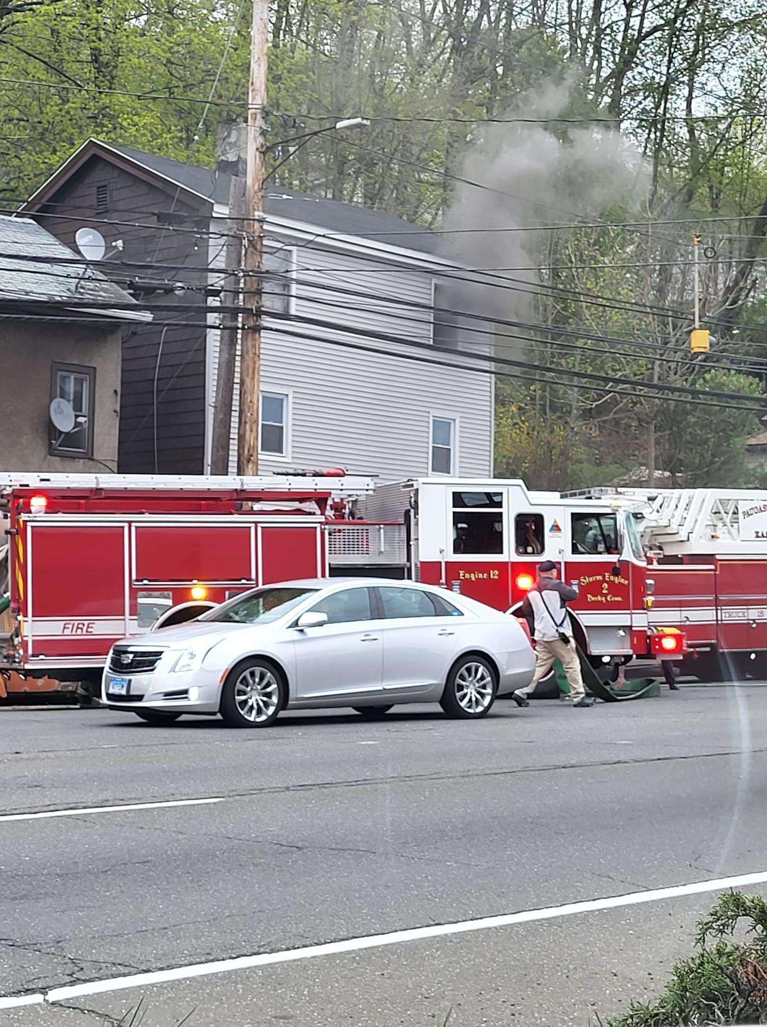 House fire briefly shuts down stretch of Route 34, Derby officials say