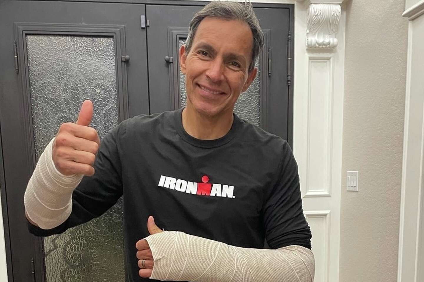 Art Rascon finished Ironman triathlon with two broken wrists