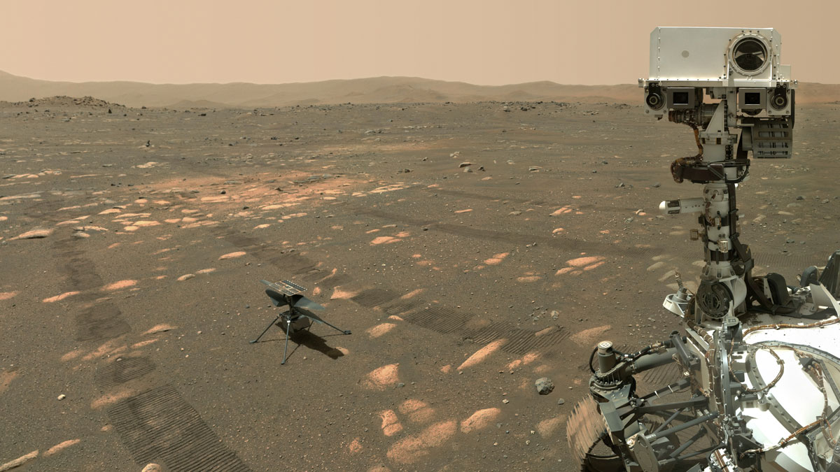 Spot NASA's Perseverance rover in this aerial photo taken on Mars