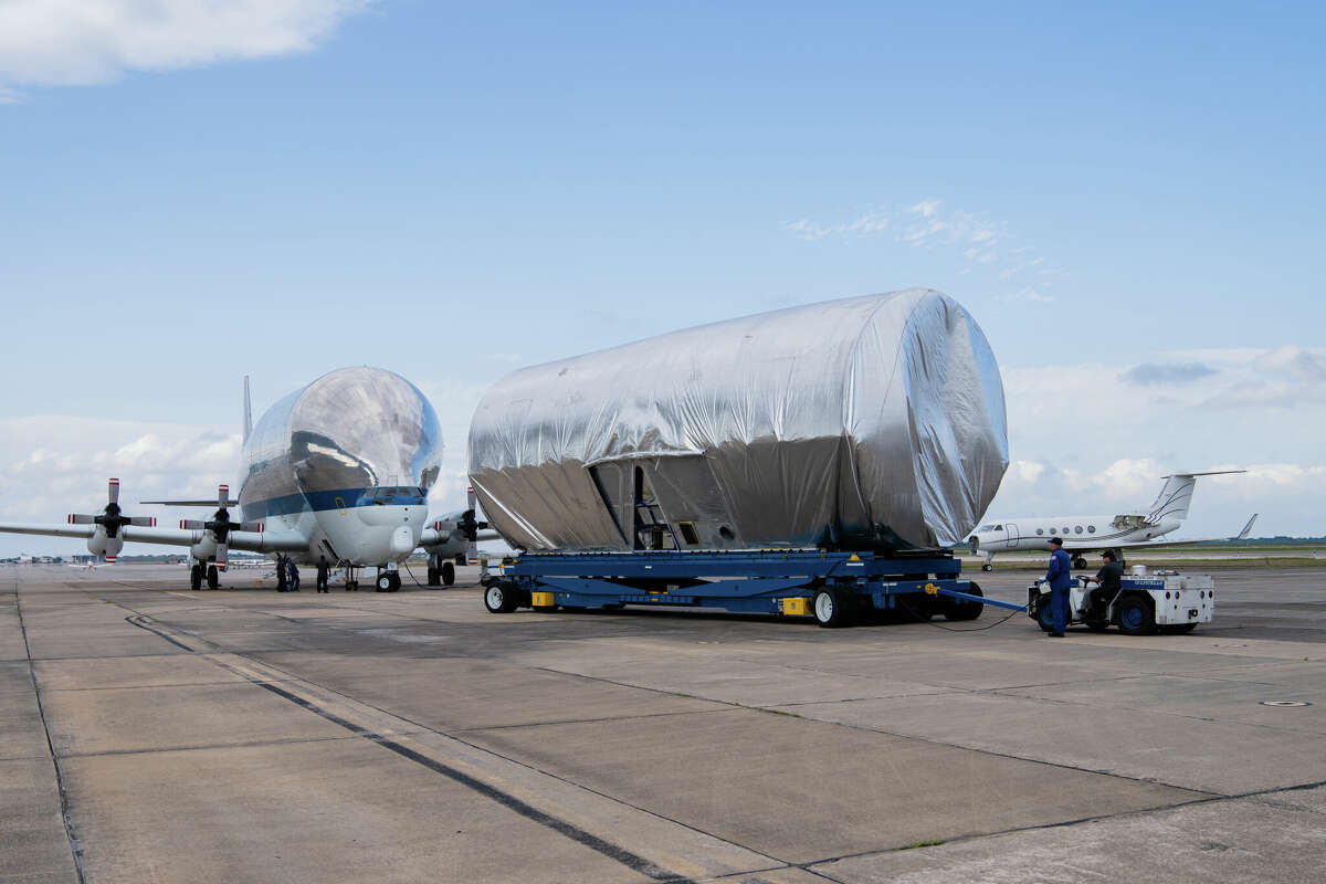 Super Guppy ships space shuttle part to Houston for new space station