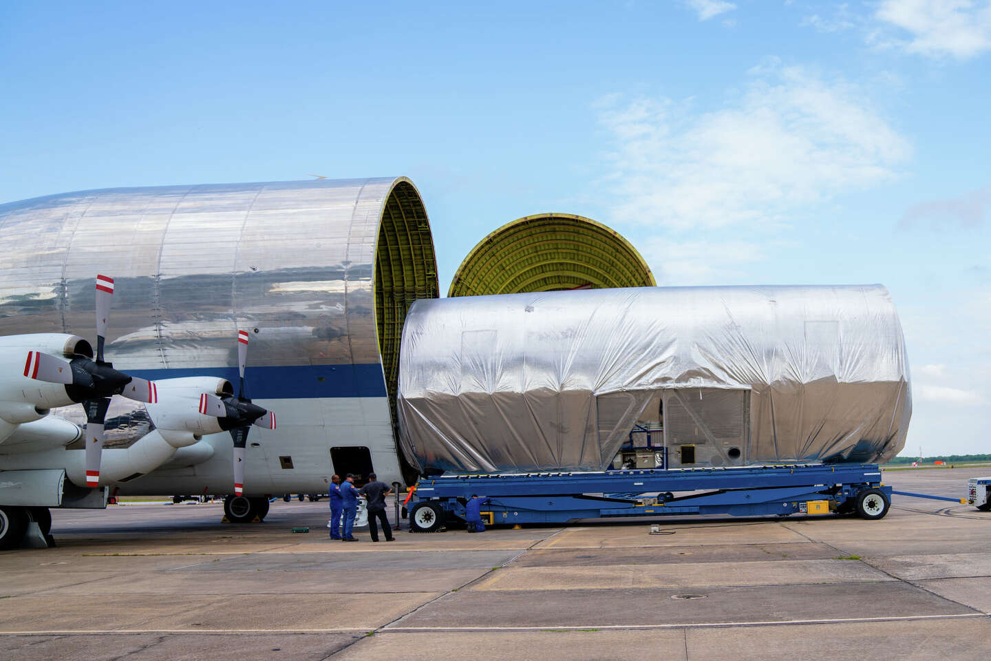 Super Guppy ships space shuttle part to Houston for new space station