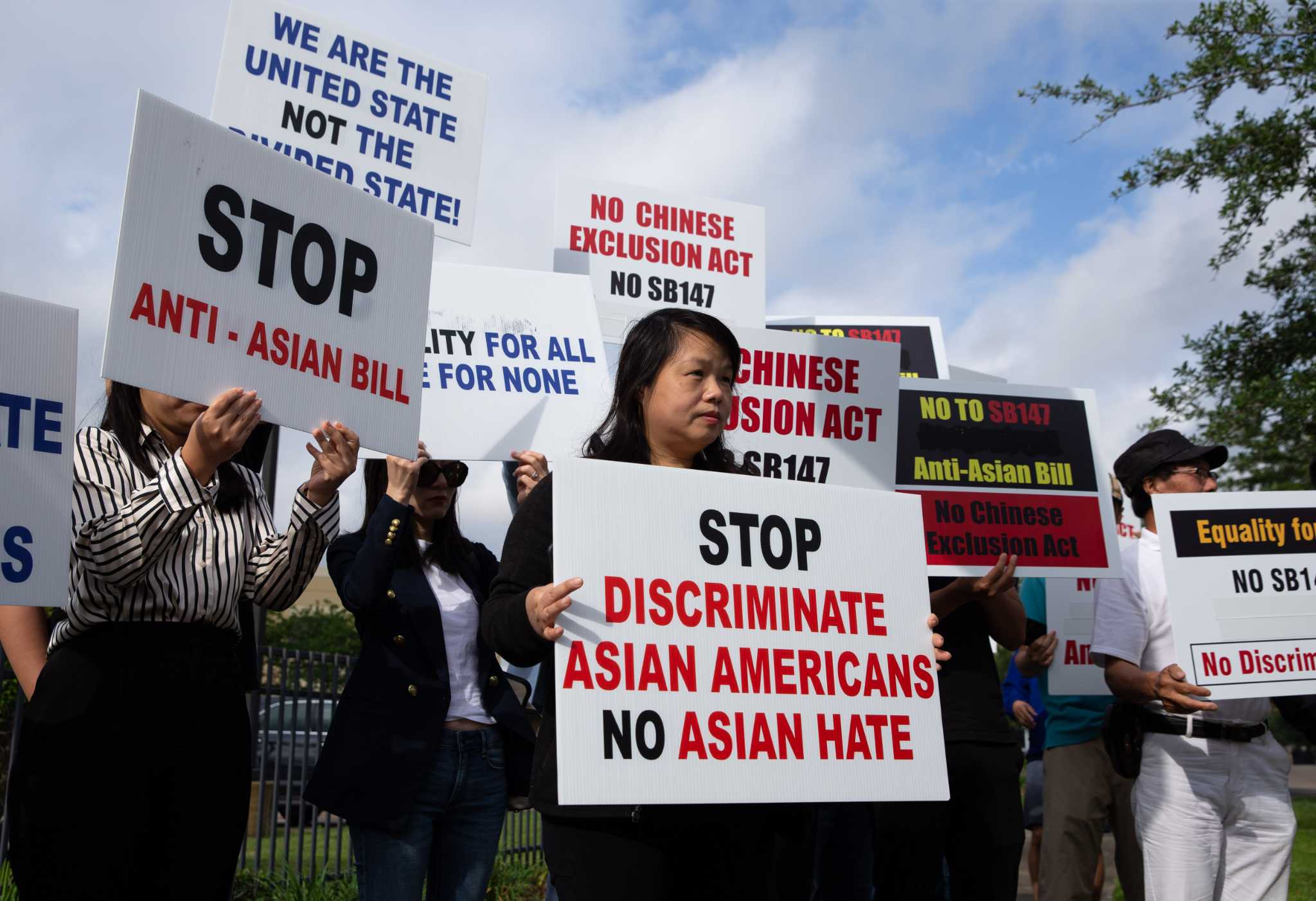 Katy protestors gather opposing bill to ban Chinese from buying land