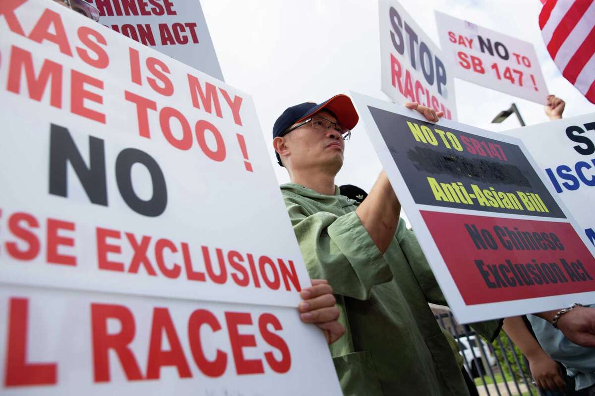 Katy protestors gather opposing bill to ban Chinese from buying land