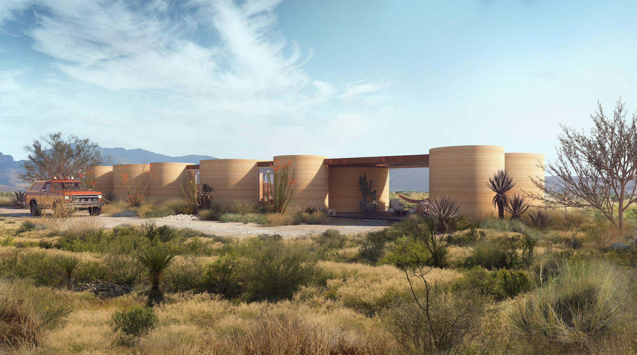 Sales begin for 3D printed luxury houses at El Cosmico Hotel in Marfa