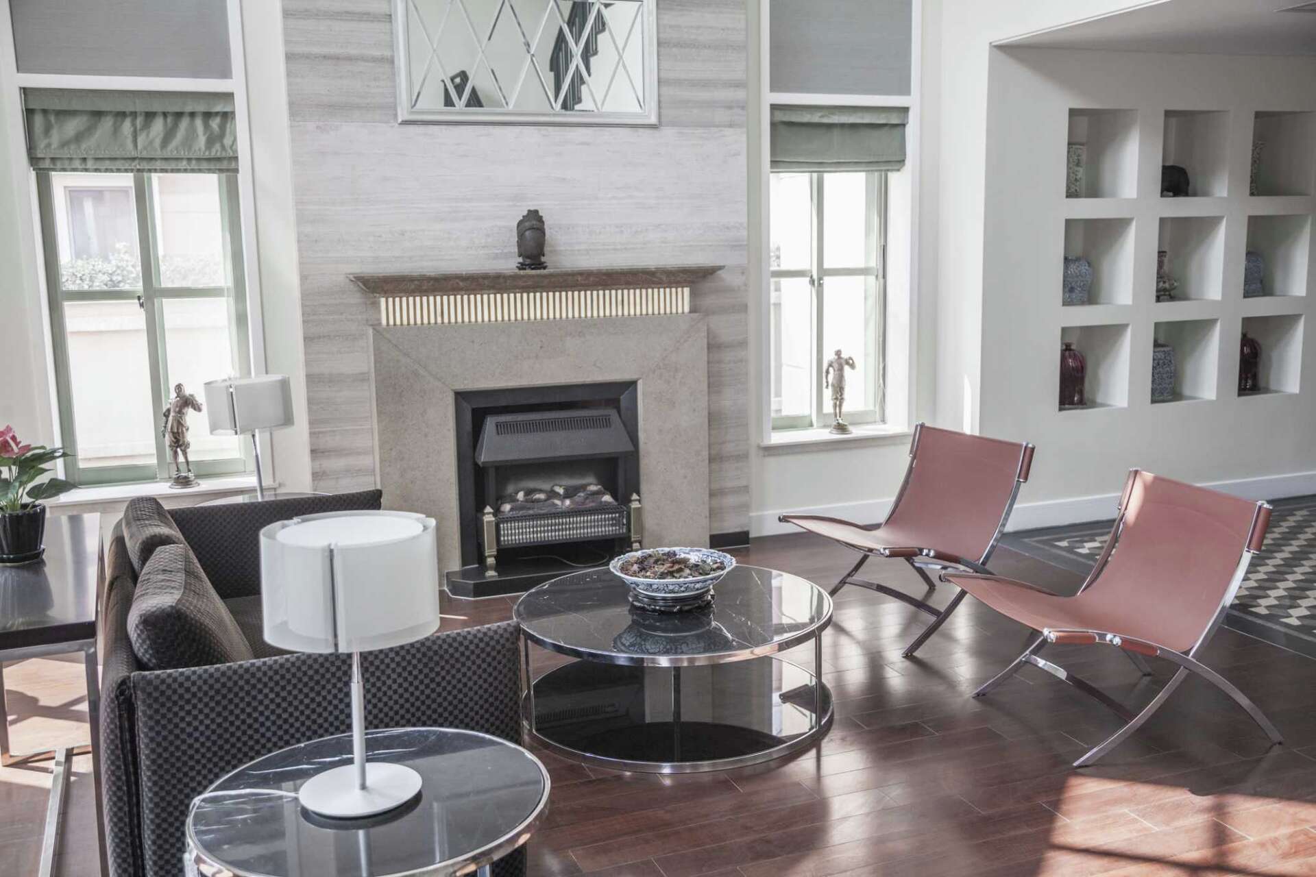 Curtain Ideas for Windows Flanking a Fireplace