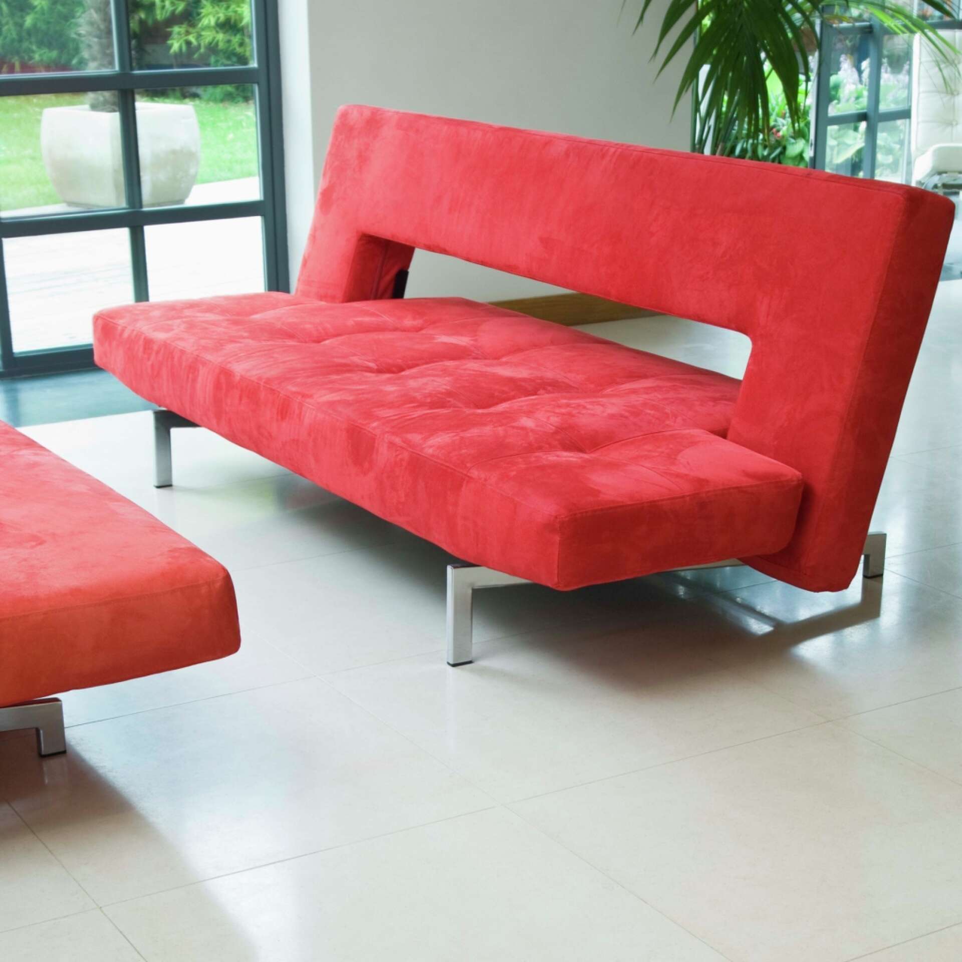 How to Decorate Around a Cherry-Red Sofa