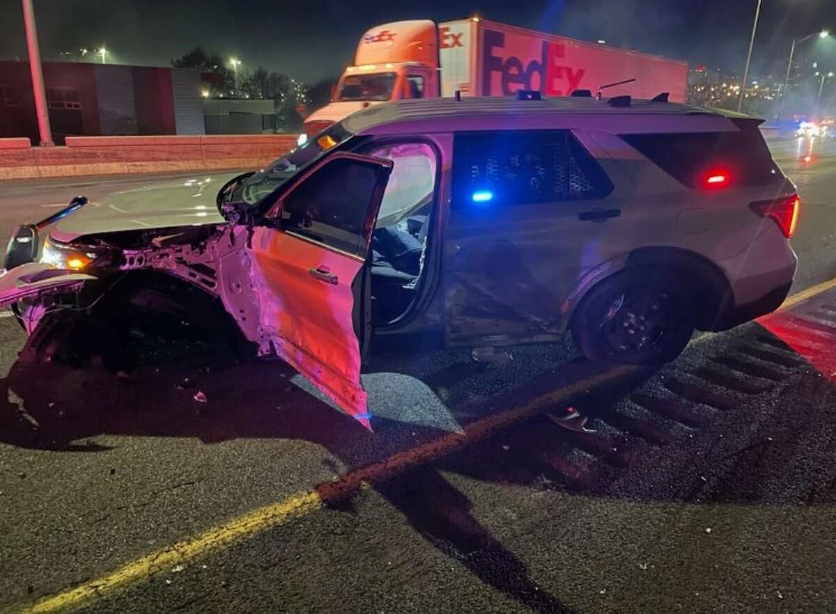 CSP: Cruiser carrying K-9 sideswiped on I-91 in Hartford
