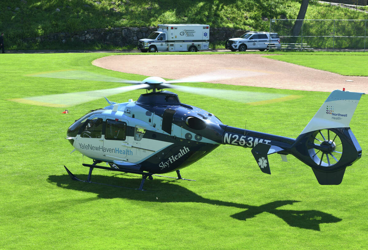 Greenwich police, EMS train for medevac helicopter landing