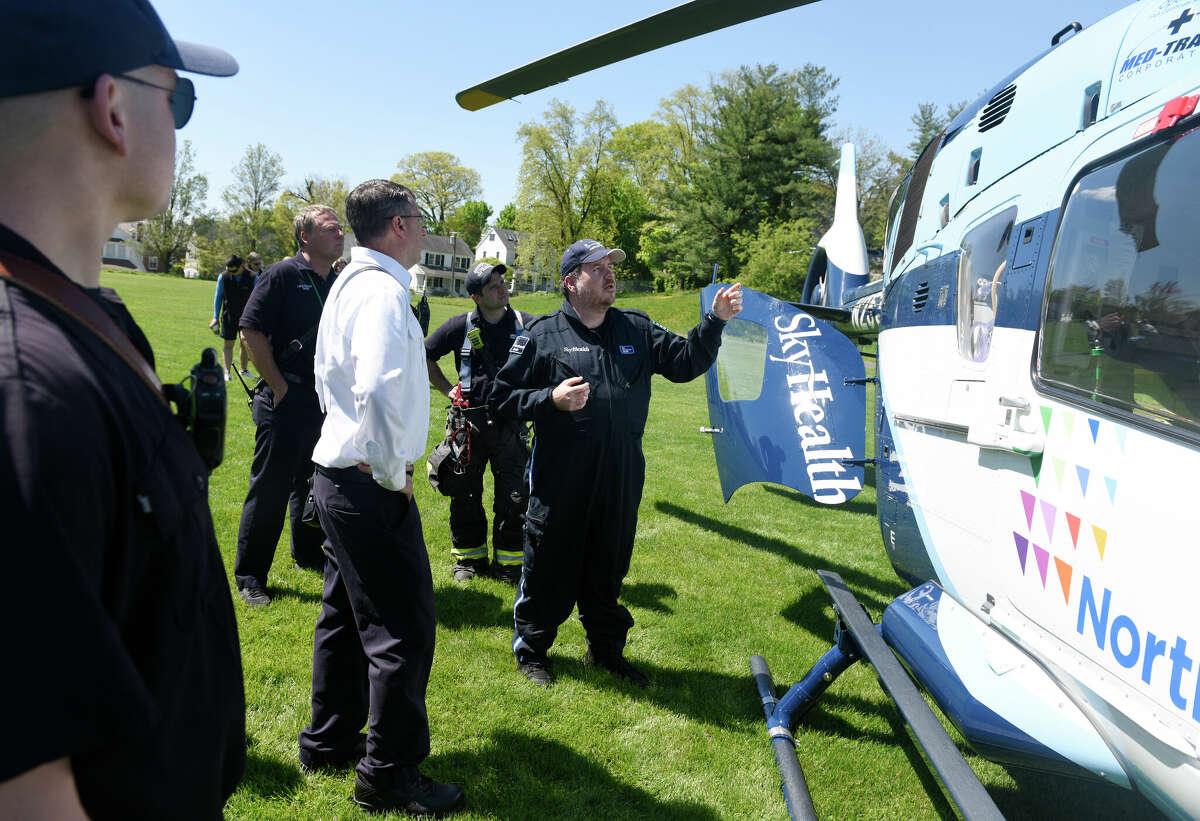 Greenwich police, EMS train for medevac helicopter landing