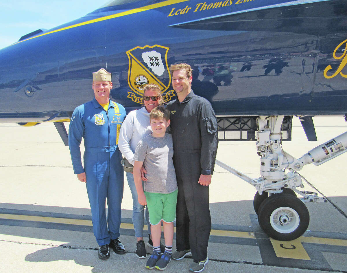 Collinsville principal Daniel Toberman flies with the Blue Angels