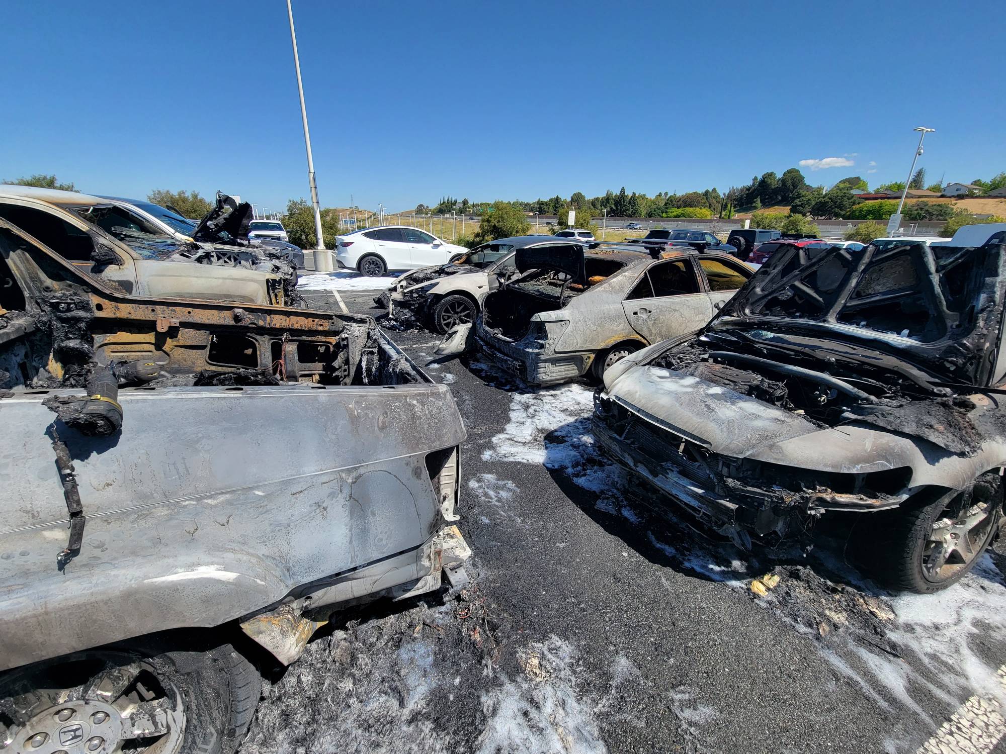 6 cars parked at Antioch eBART catch fire due to alleged gas theft