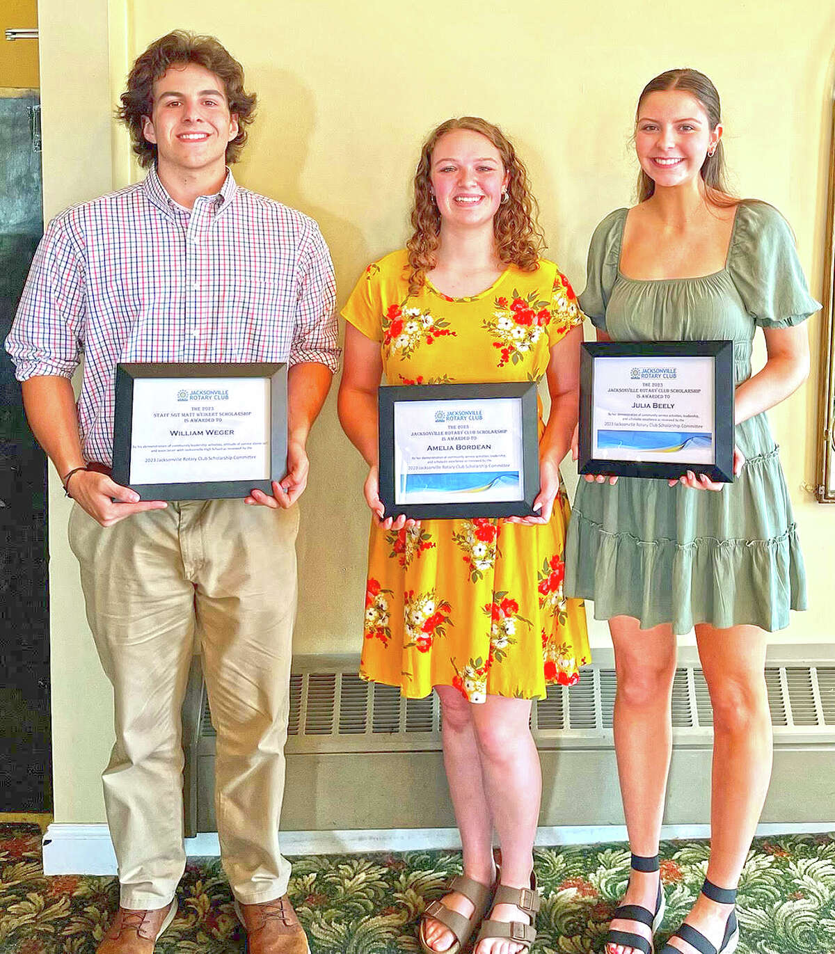 Weger, Beeley, Bordean receive scholarships from Jacksonville Rotary