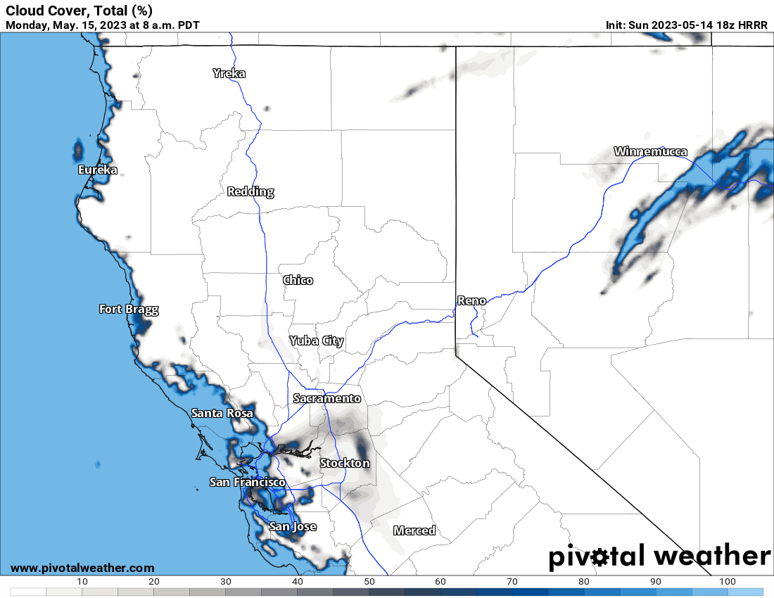 Bay Area cities with lowest clouds, highest temperatures Monday