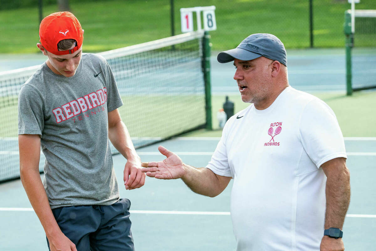 The Alton High boys tennis team finishes fourth at the SWC Tournament