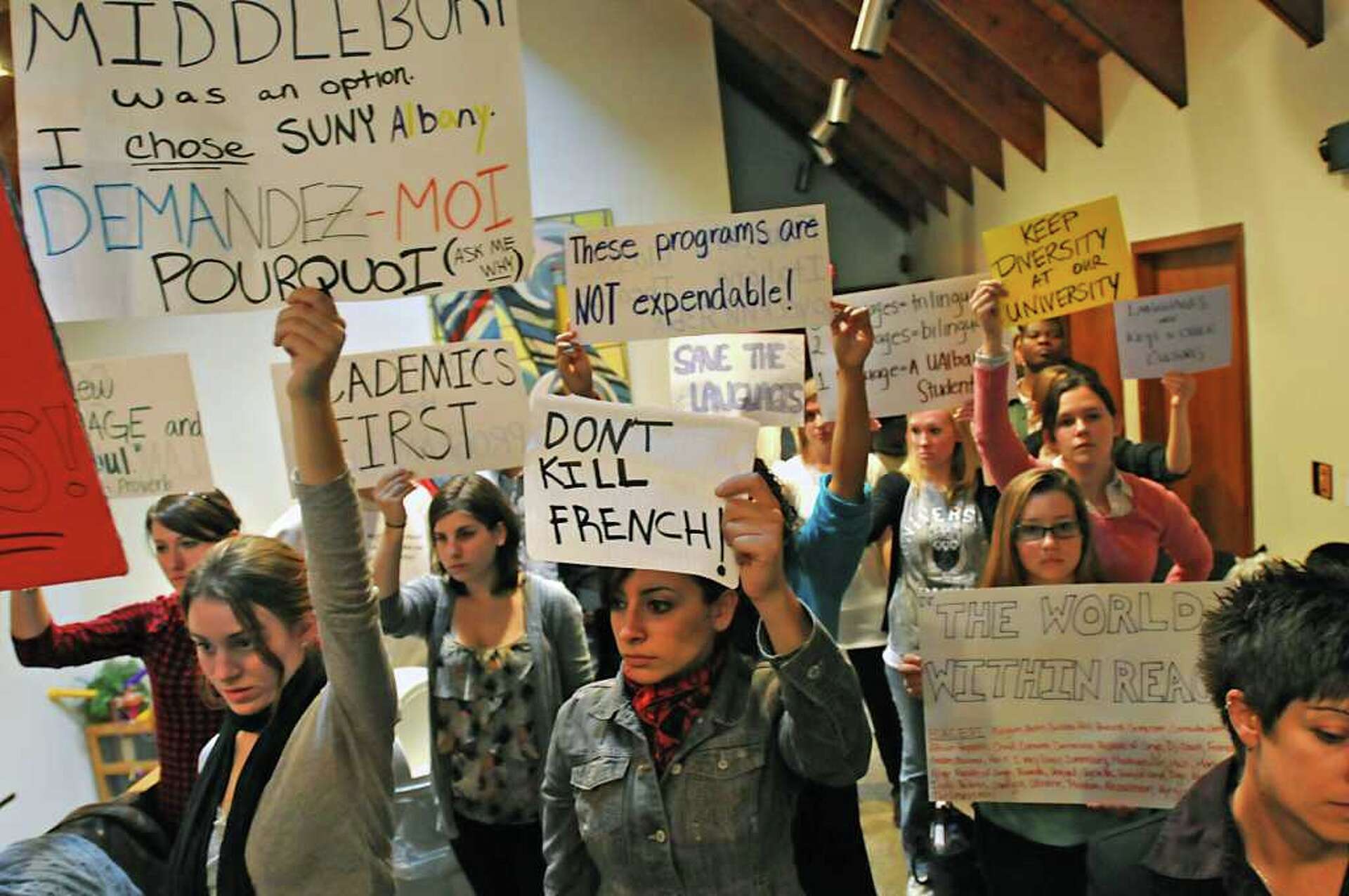 Cuts elicit protests at university