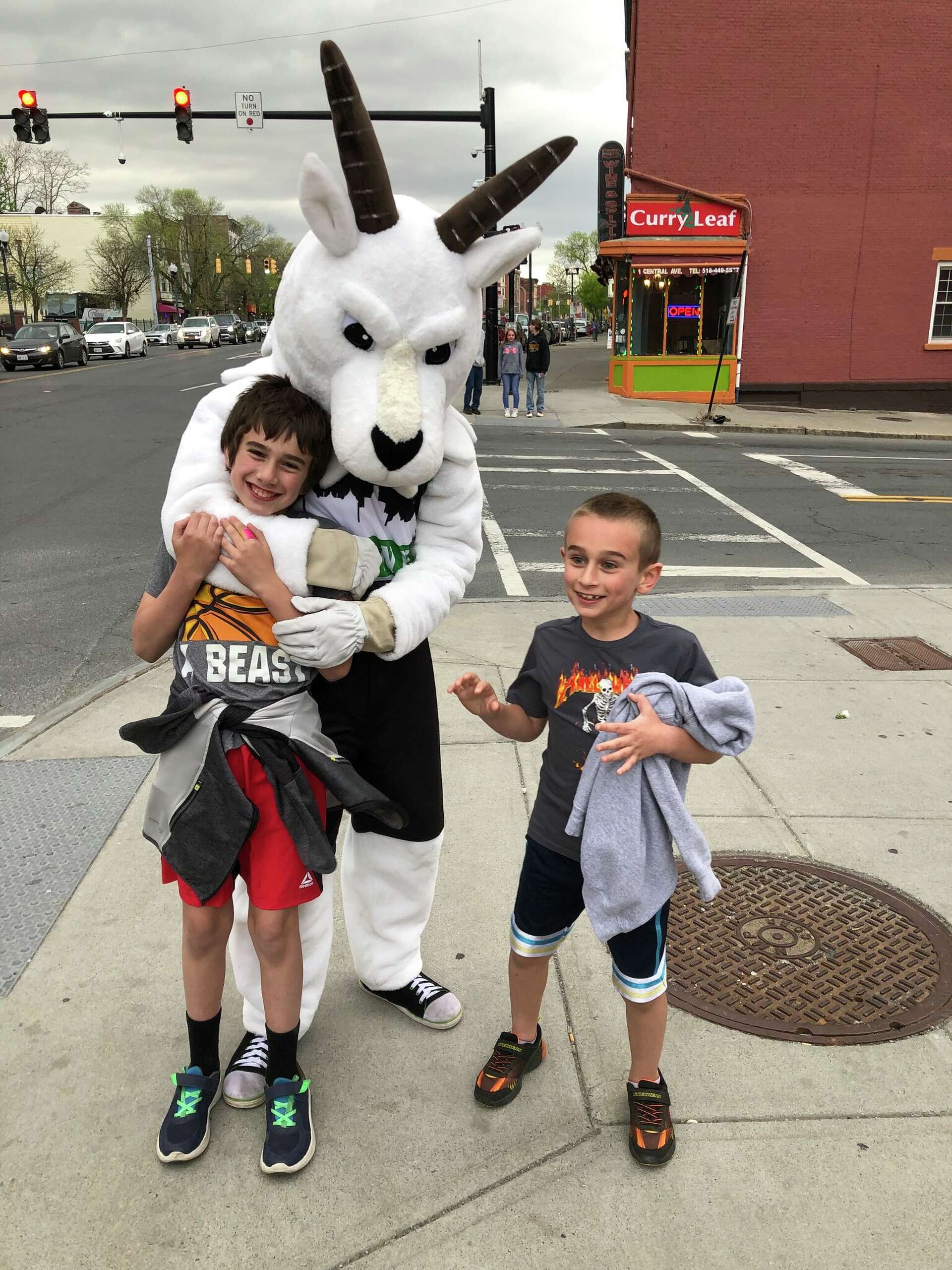 Albany Patroons mascot, The Goat, saves the day when game spirals