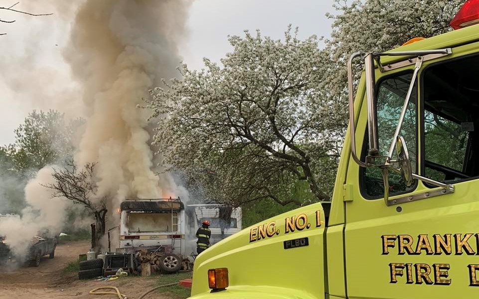 Fire burns camper trailer near Frankfort