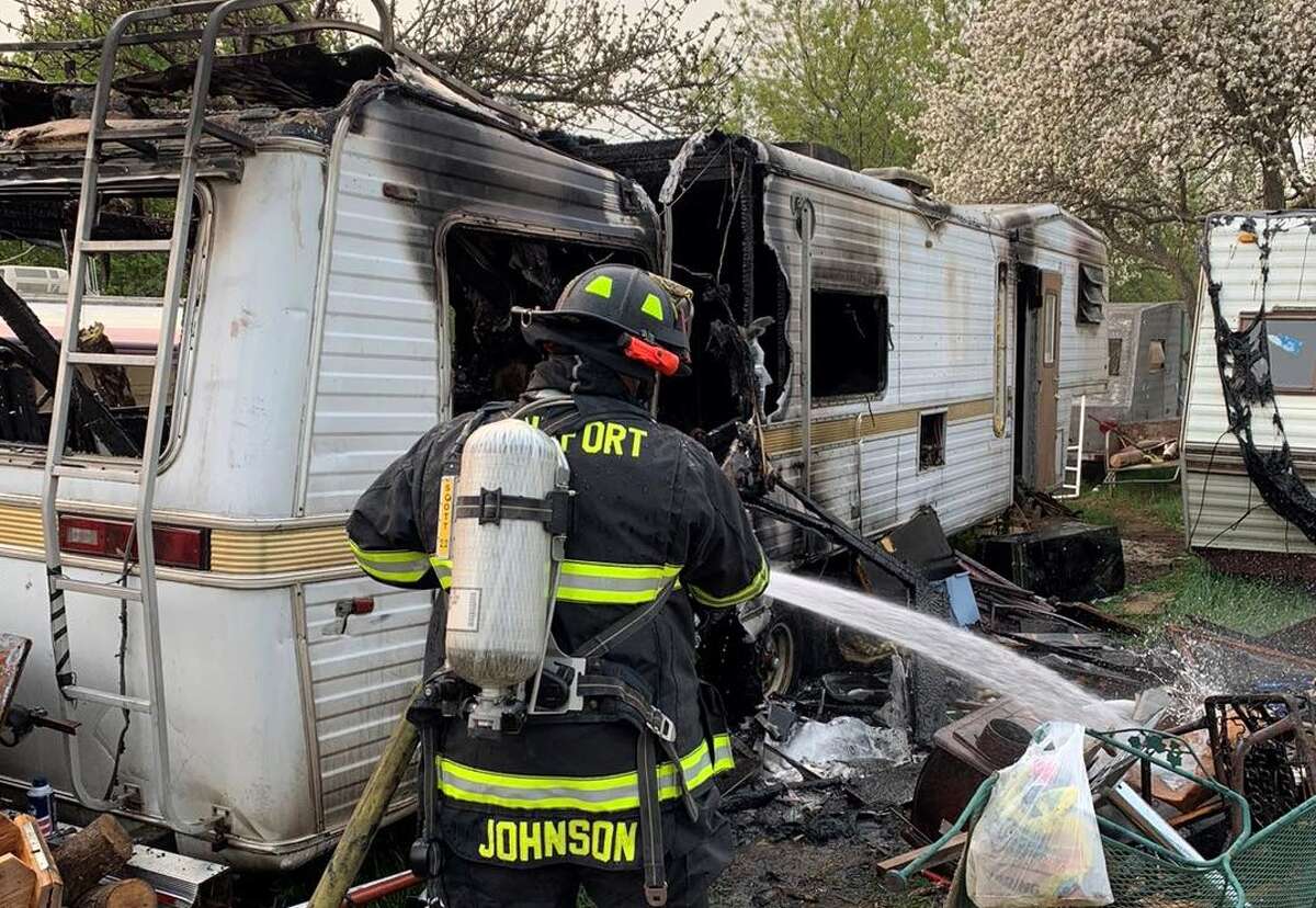 Fire burns camper trailer near Frankfort