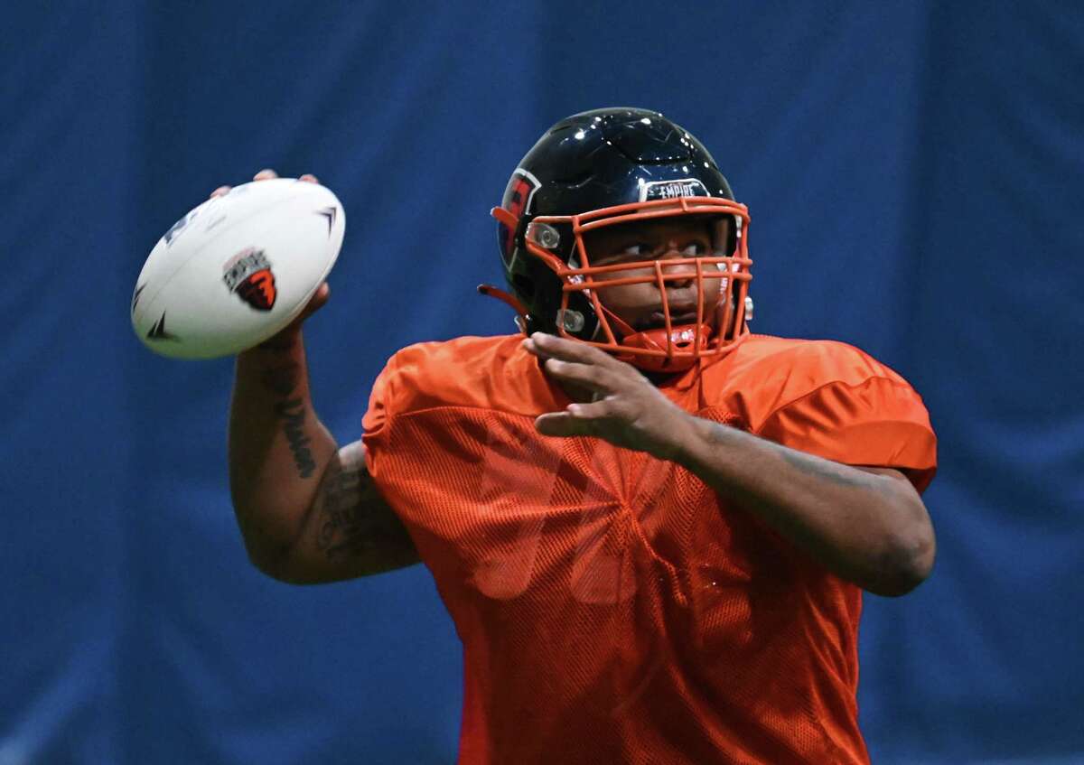 Antonio Brown appears at Albany Empire practice ahead of game Saturday
