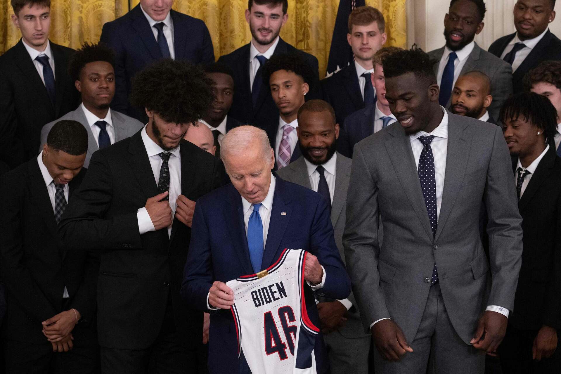 UConn men's basketball team honored by Biden at White House