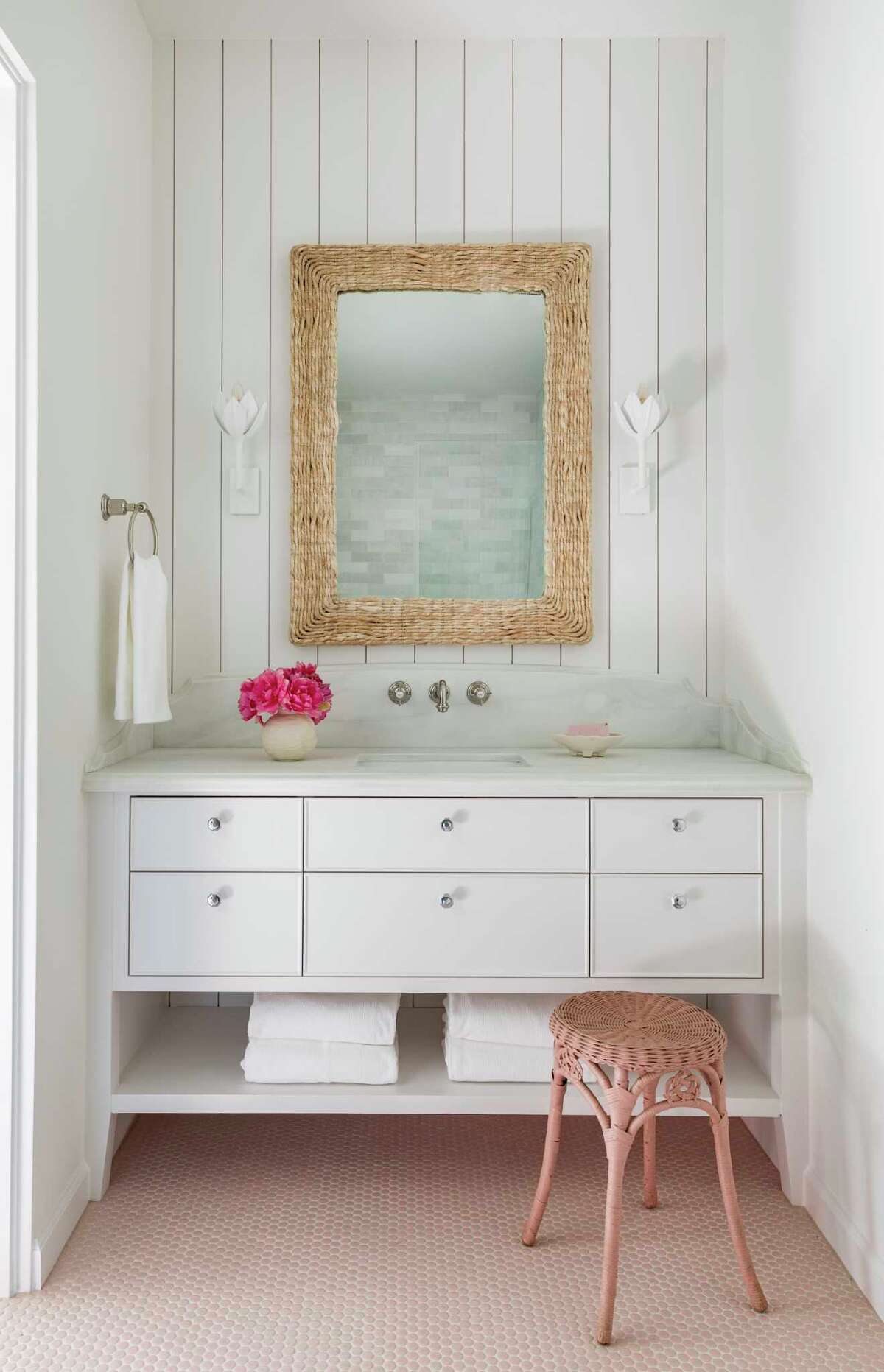 Designer Marie Flanigan tests her own products in Heights home