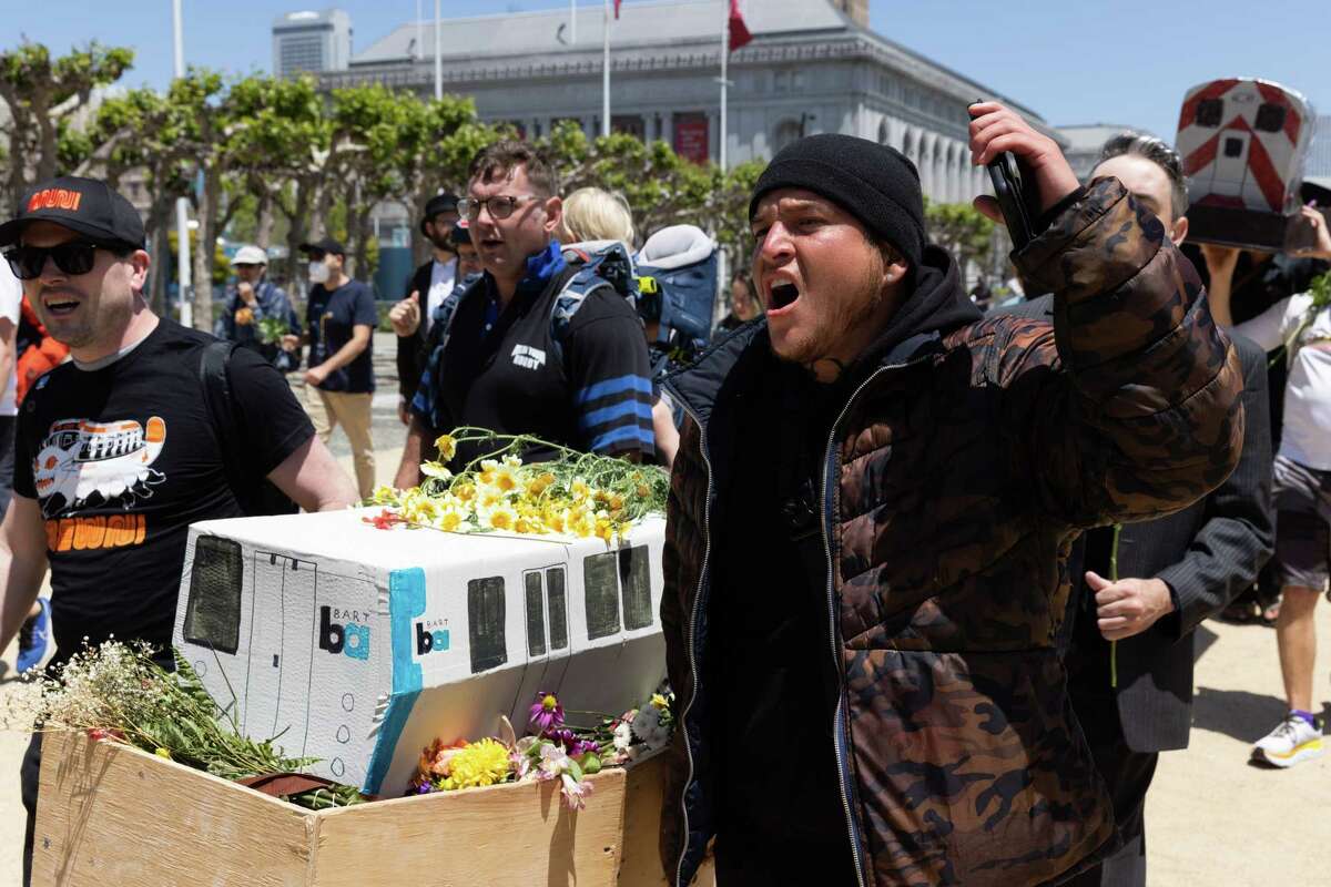 San Francisco, Oakland marchers hold mock funerals for public transit