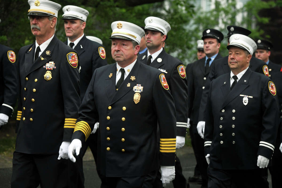 Photos:Westport, Bridgeport firefighters march for fallen firefighters