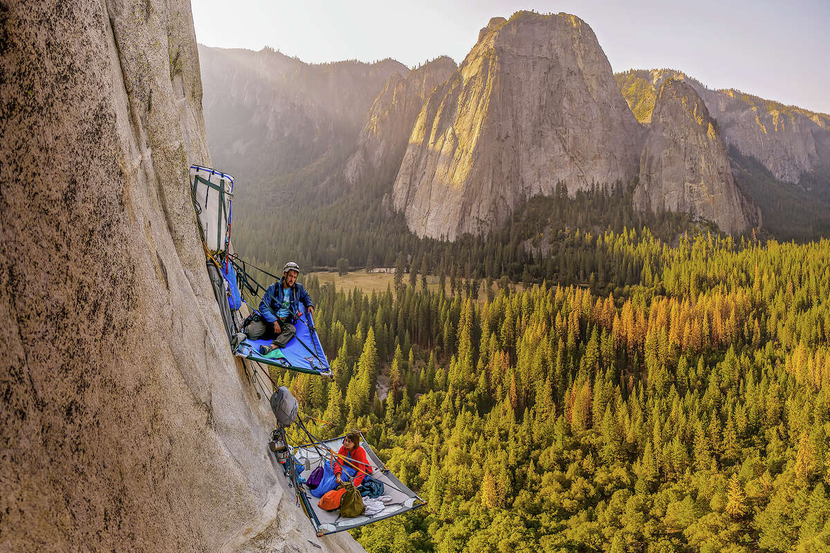 A nonclimber spends the night in portaledge near Yosemite