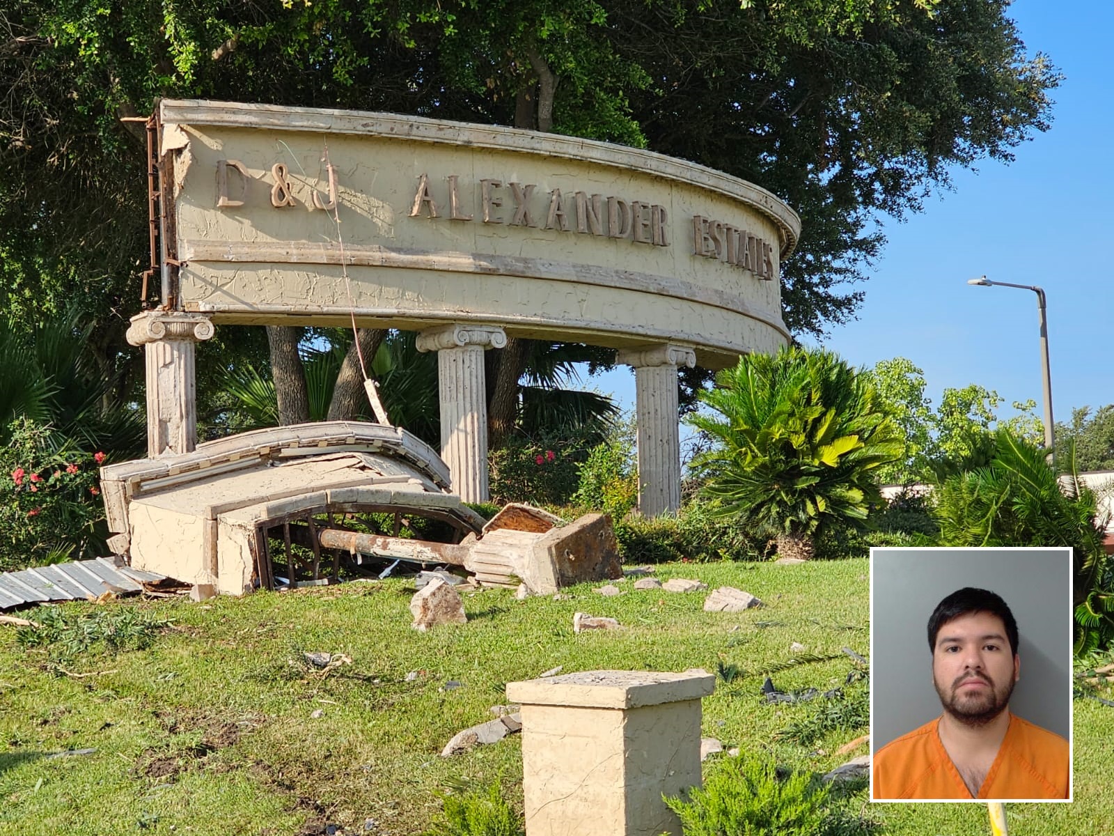 Suspected intoxicated driver crashed into Alexander Estates sign
