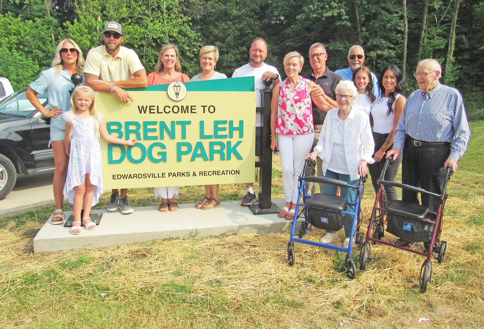 Sign dedication held at Brent Leh Dog Park in Edwardsville
