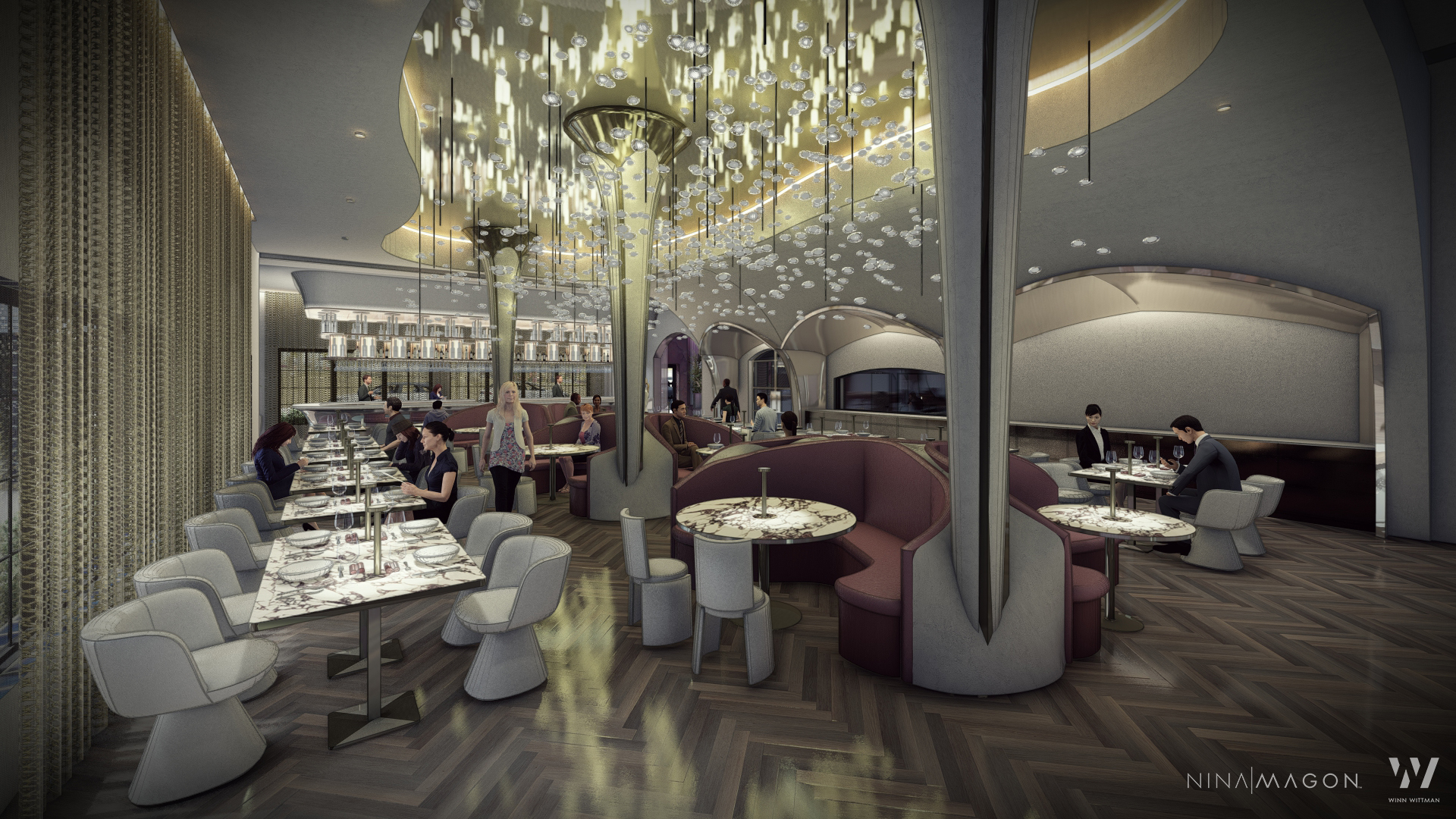 New French restaurant with many crystal lights coming to River Oaks