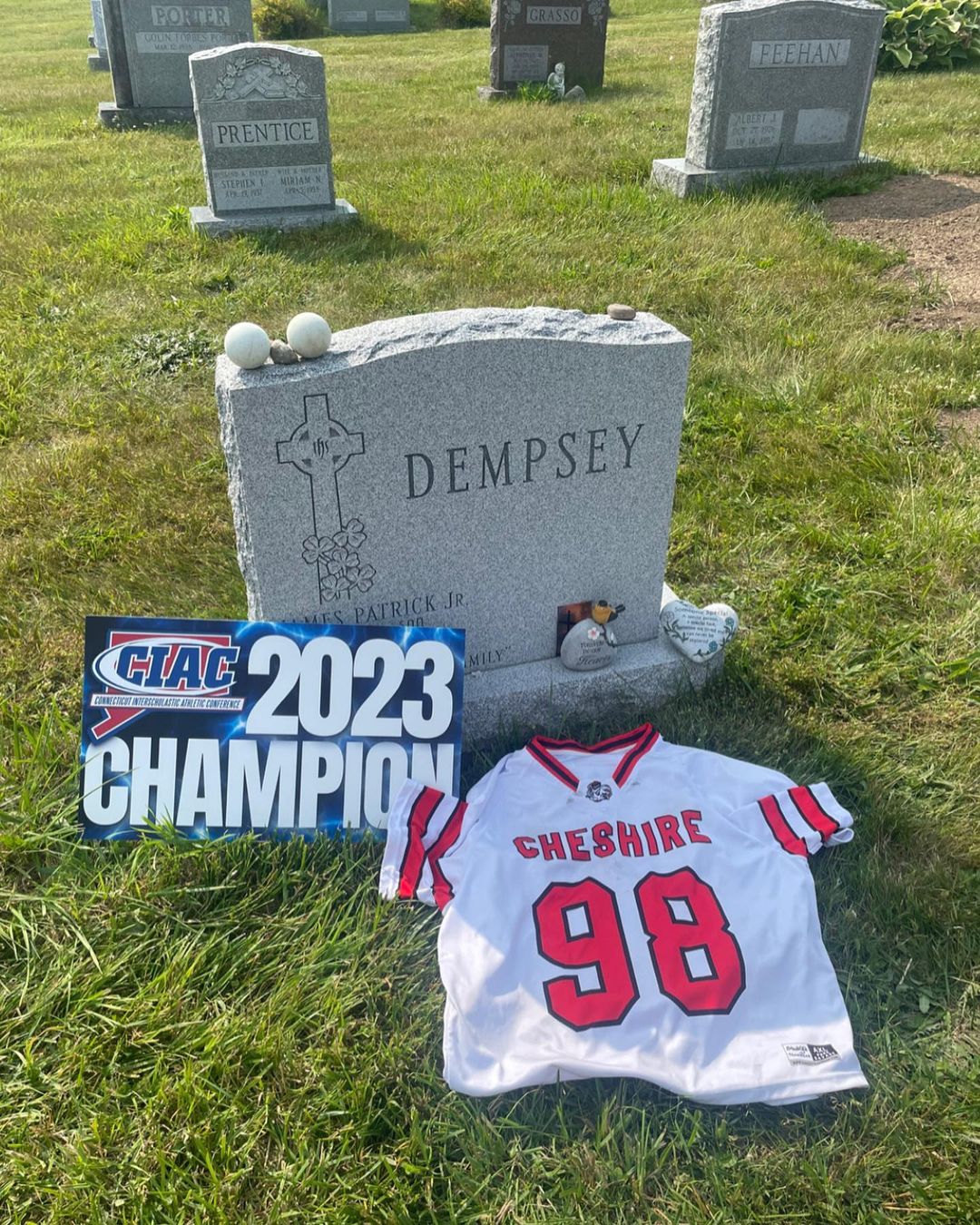 Cheshire honors Jim Dempsey with first stop after lacrosse title