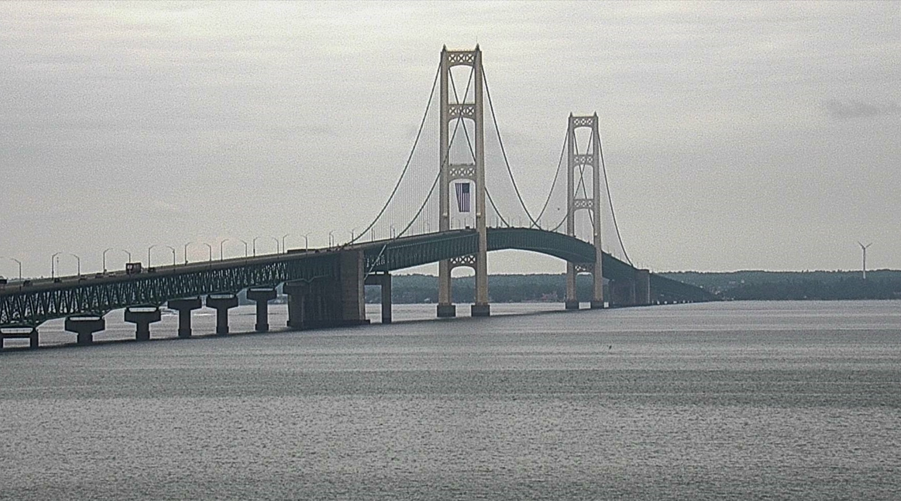 'Old Glory' flies over Michigan's Mackinac Bridge for Flag Day